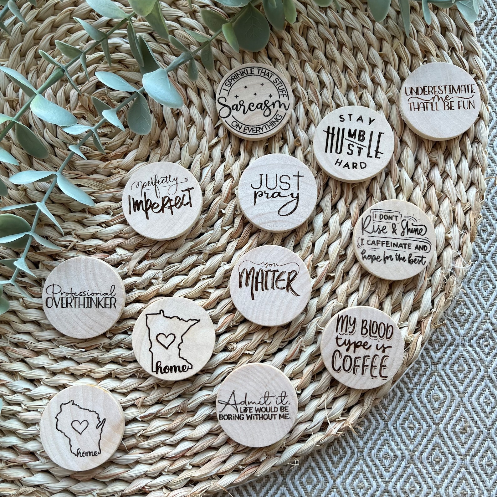 Circle Wooden Magnets - Custom Order or Select a Pre-made Design - Etsy