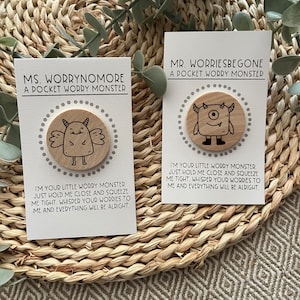 Worry Monster - Pocket Hug - Wood Engraved Token - Mr. Worriesbegone ...