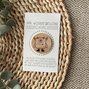 Worry Monster - Pocket Hug - Wood Engraved Token - Mr. Worriesbegone ...