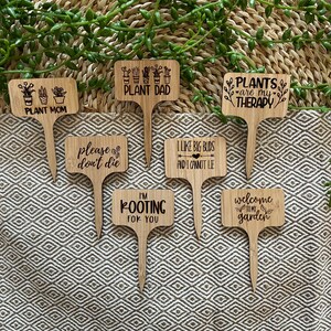 Wooden Engraved Plant Signs - Etsy
