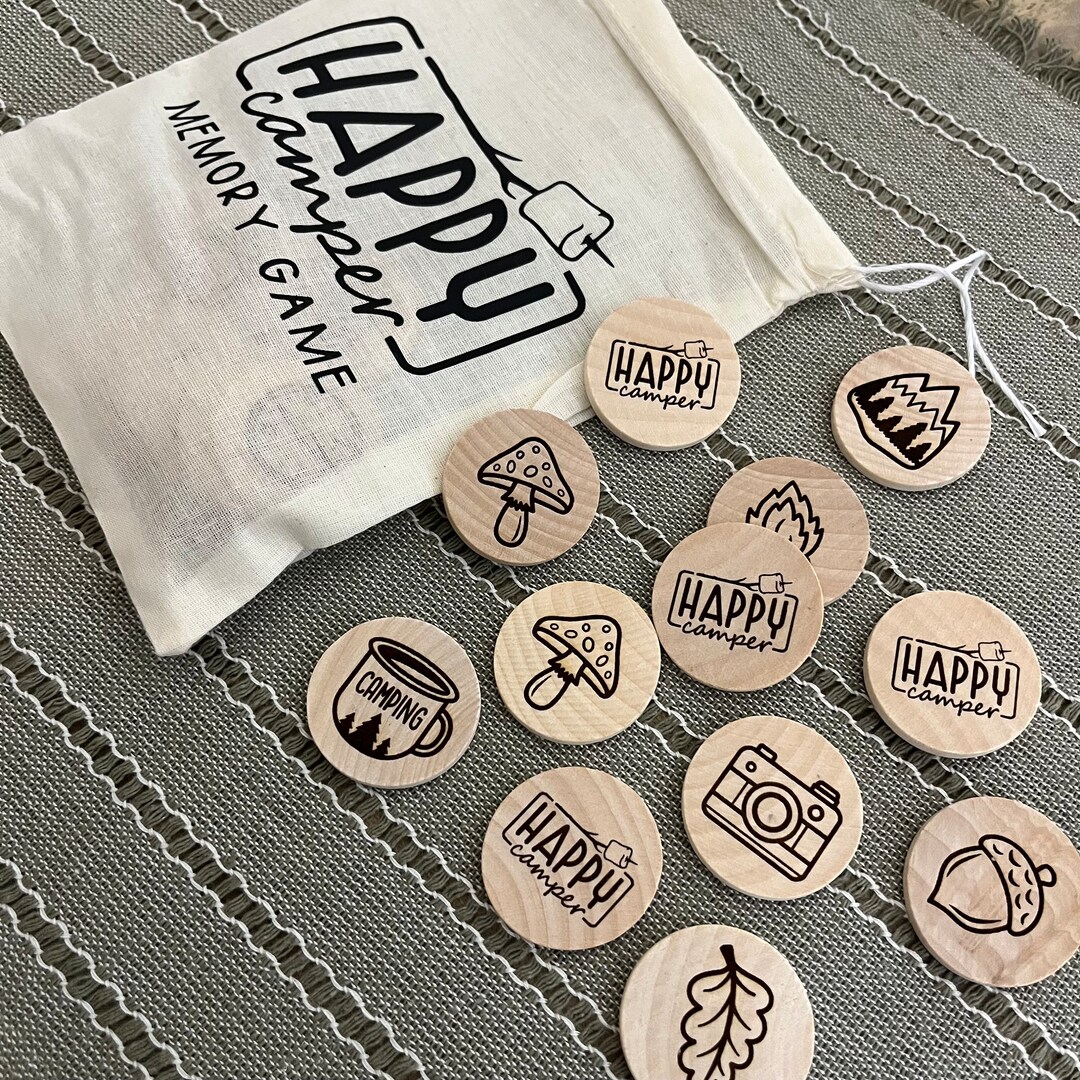 Happy Camper Memory Game - Travel Memory Game - Camping Themed Game - Etsy