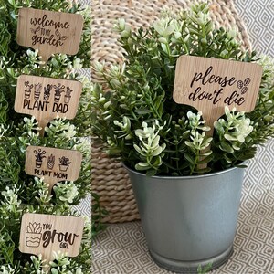 Wooden Engraved Plant Signs - Etsy
