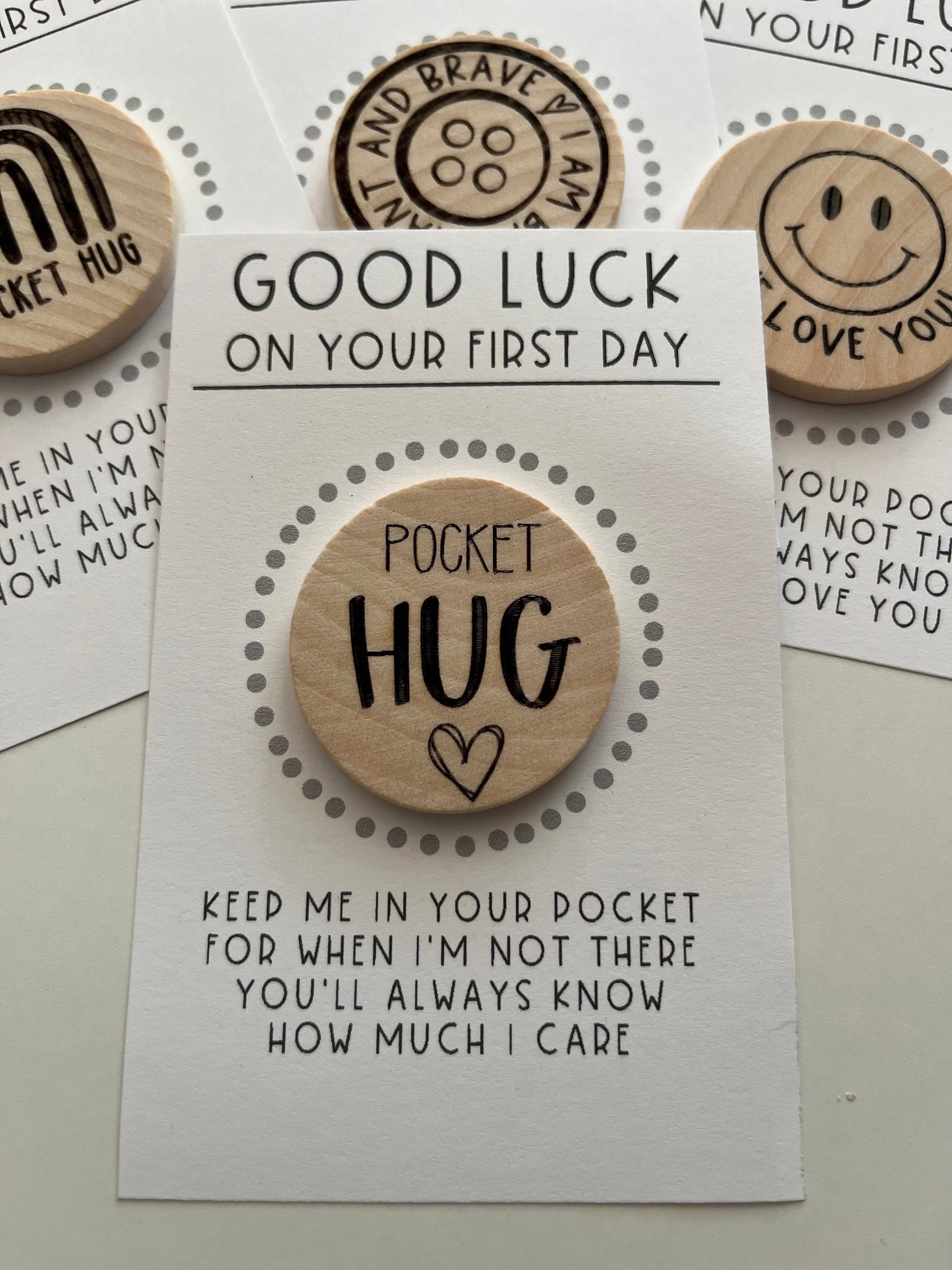 Pocket Hug Wooden Engraved Token - Back to School Gift - First Day - Etsy