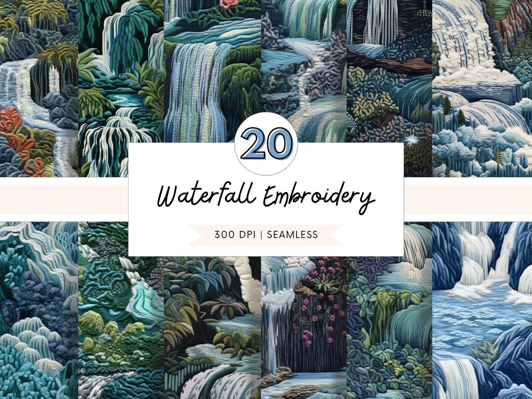 20 Seamless Waterfall Embroidered Images High Quality Seamless Texture ...