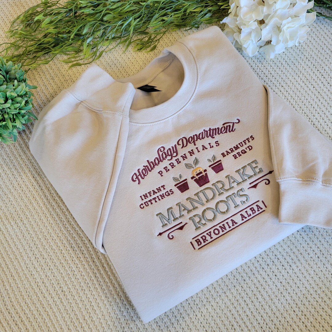 Mandrake Roots Wizard Crew Neck | Embroidered Sweater - Etsy