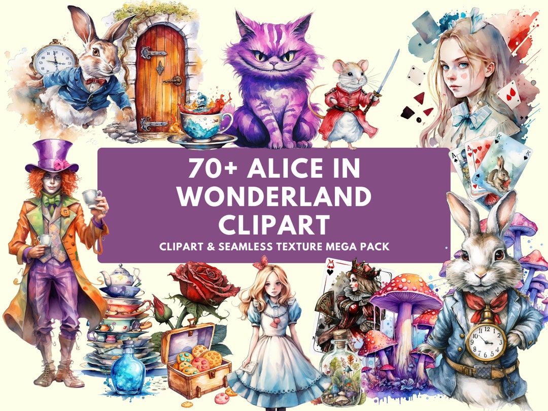 Watercolor Alice in Wonderland Clipart Pack | 70+ Fairytale ...