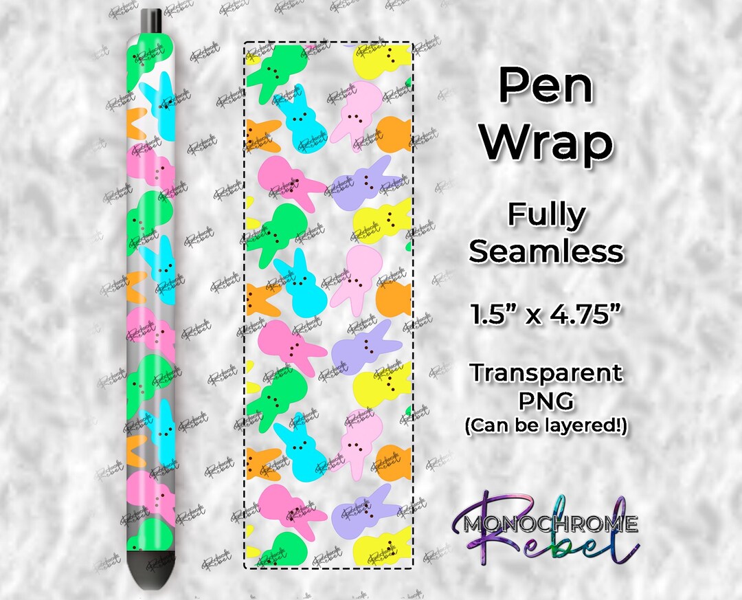 Peep Bunnies Seamless Pen Wrap Digital Design Transparent DO - Etsy