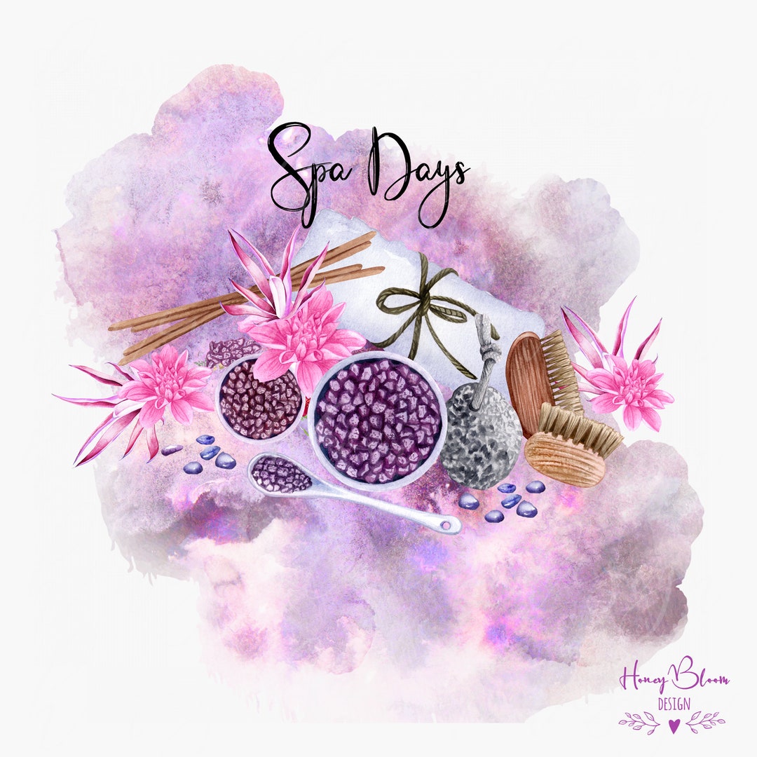 Spa Beauty Logo, Day Spa Premade Logo, Purple Watercolor Spa Elements ...