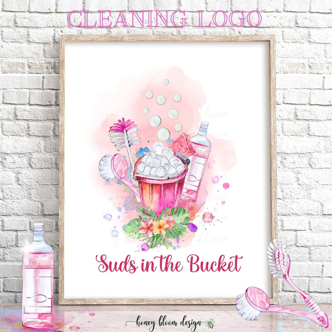 Adorable Pink Cleaning Logo, Cleaning Supplies Logo, Cleaning Service ...