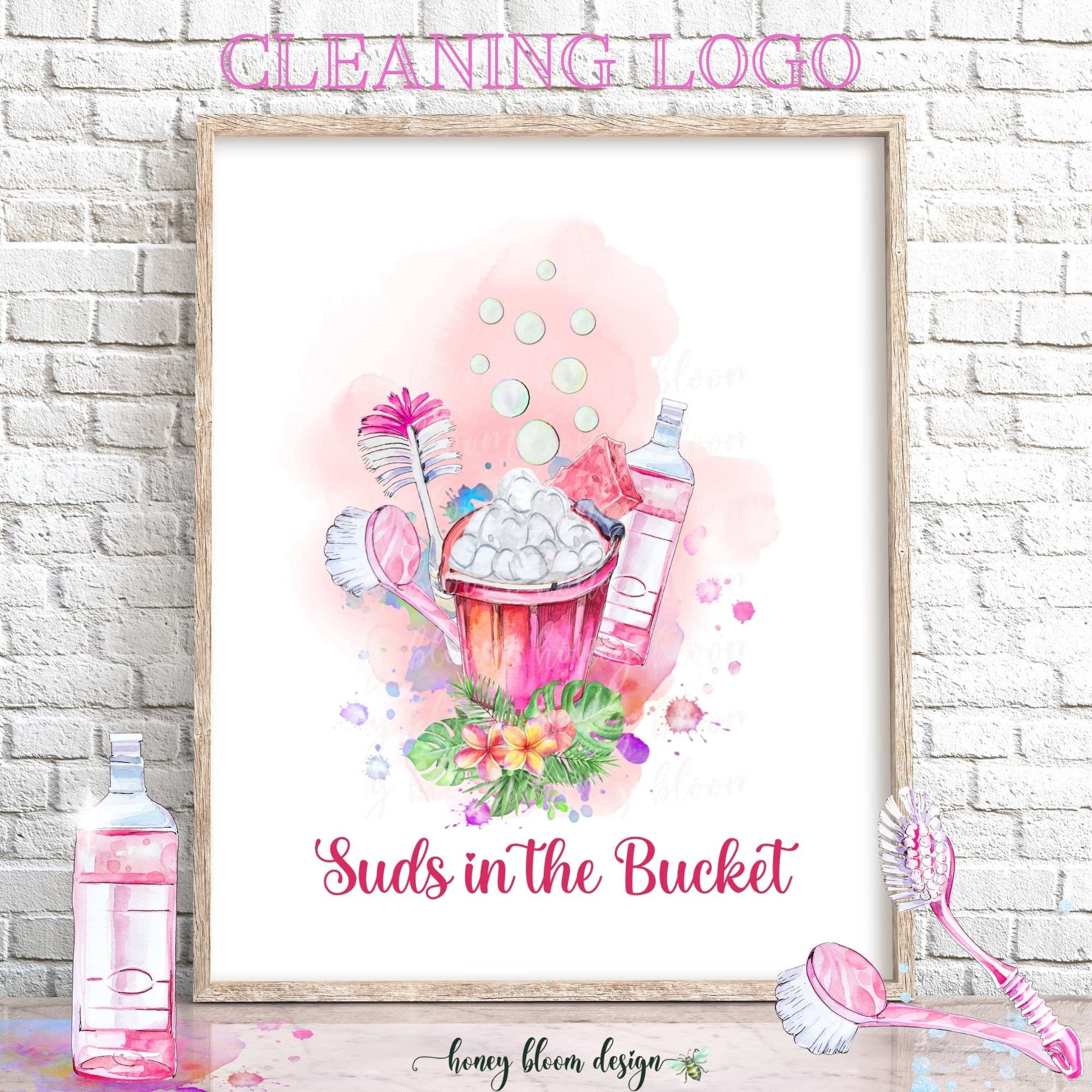 Pink Cleaning Logo Cleaning Supplies Logo Colorful Cleaning - Etsy