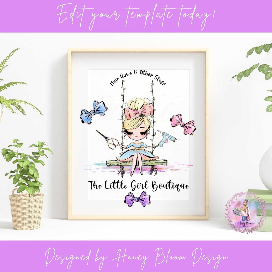 Handmade Bows Logo Blonde Hair Cutie on Swing Logo Bows - Etsy