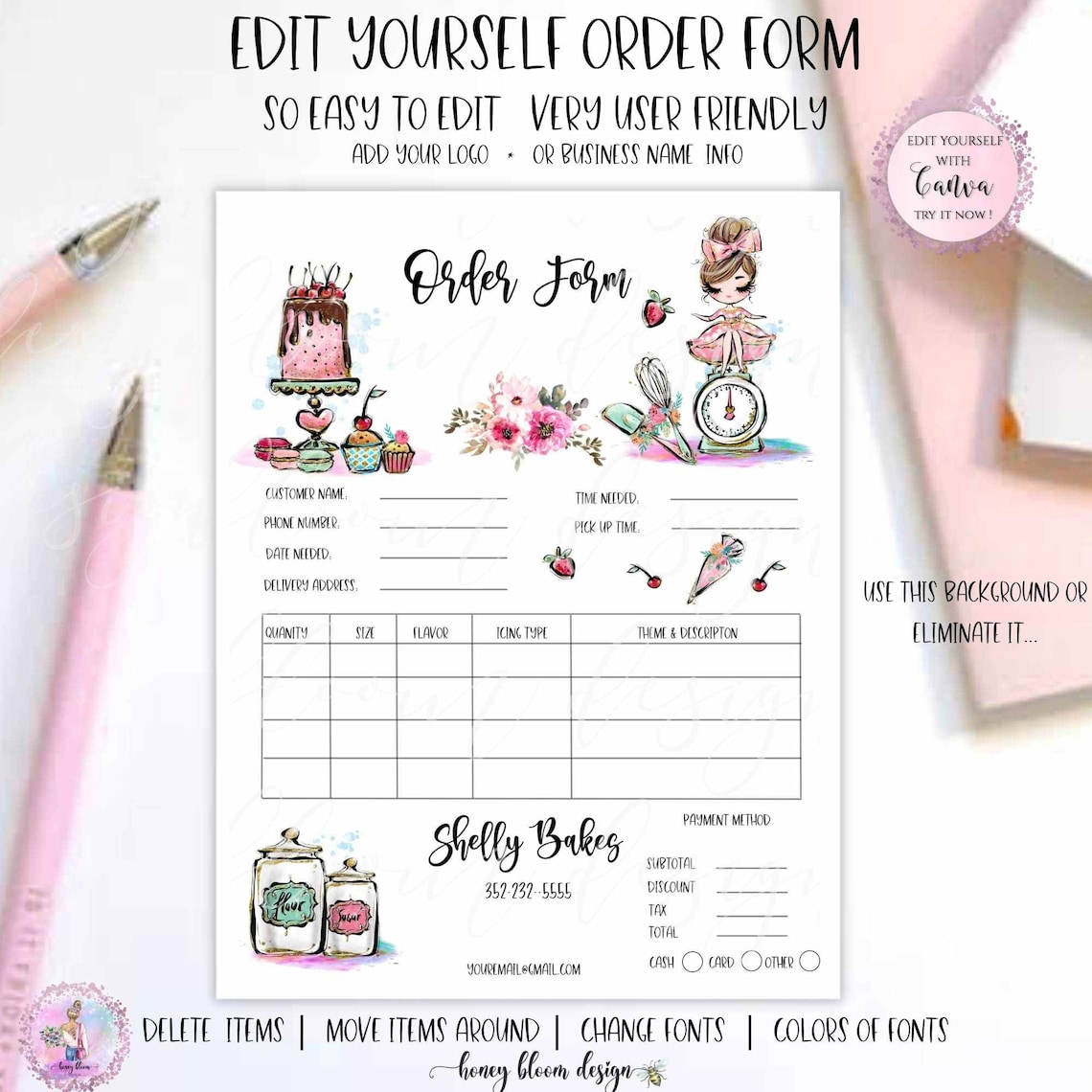 Brunette Bakery Order Form Specialty Cake Cupcake Macaroons - Etsy