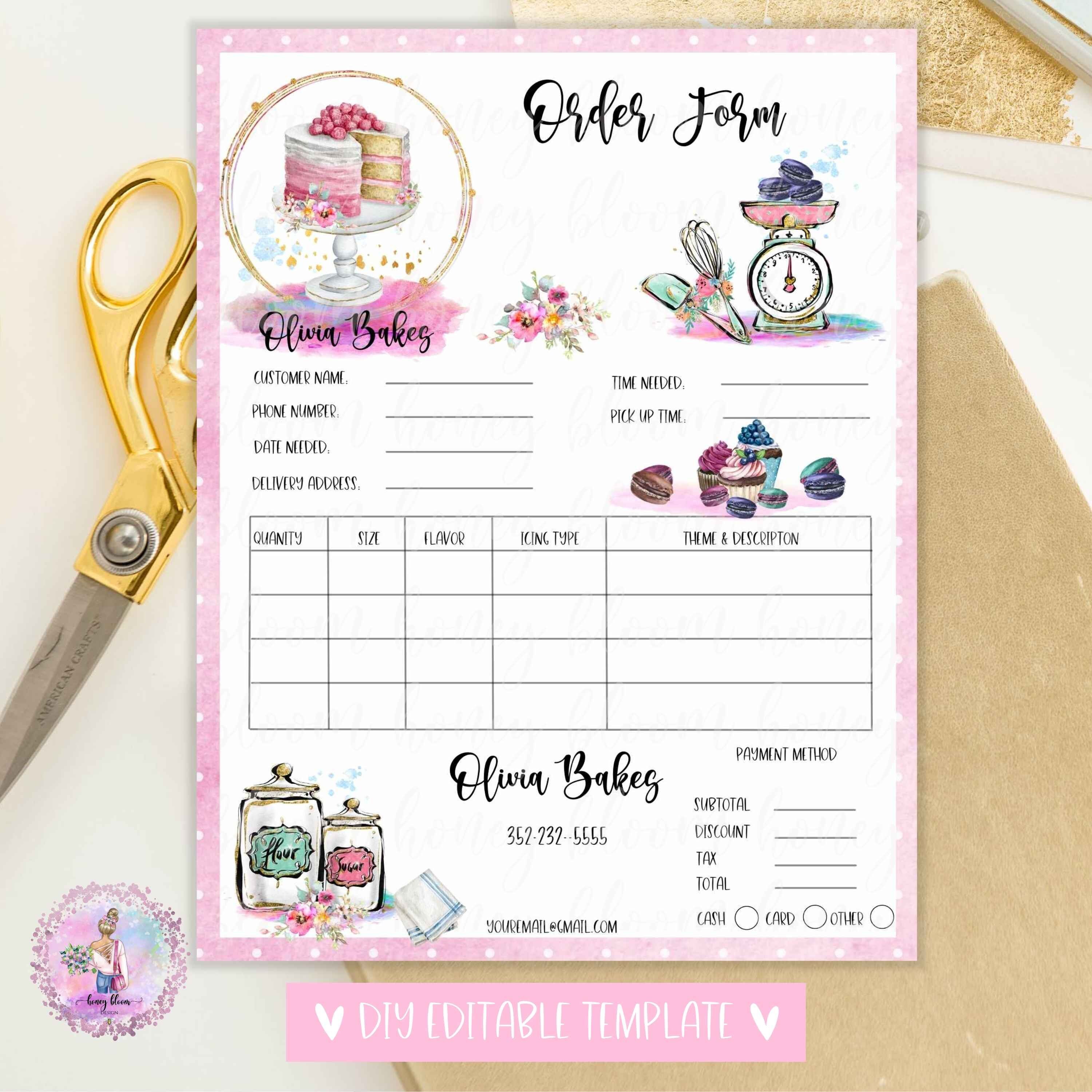 Adorable Bakery Order Form, Specialty Cake Cupcake Macaroons Bakery ...