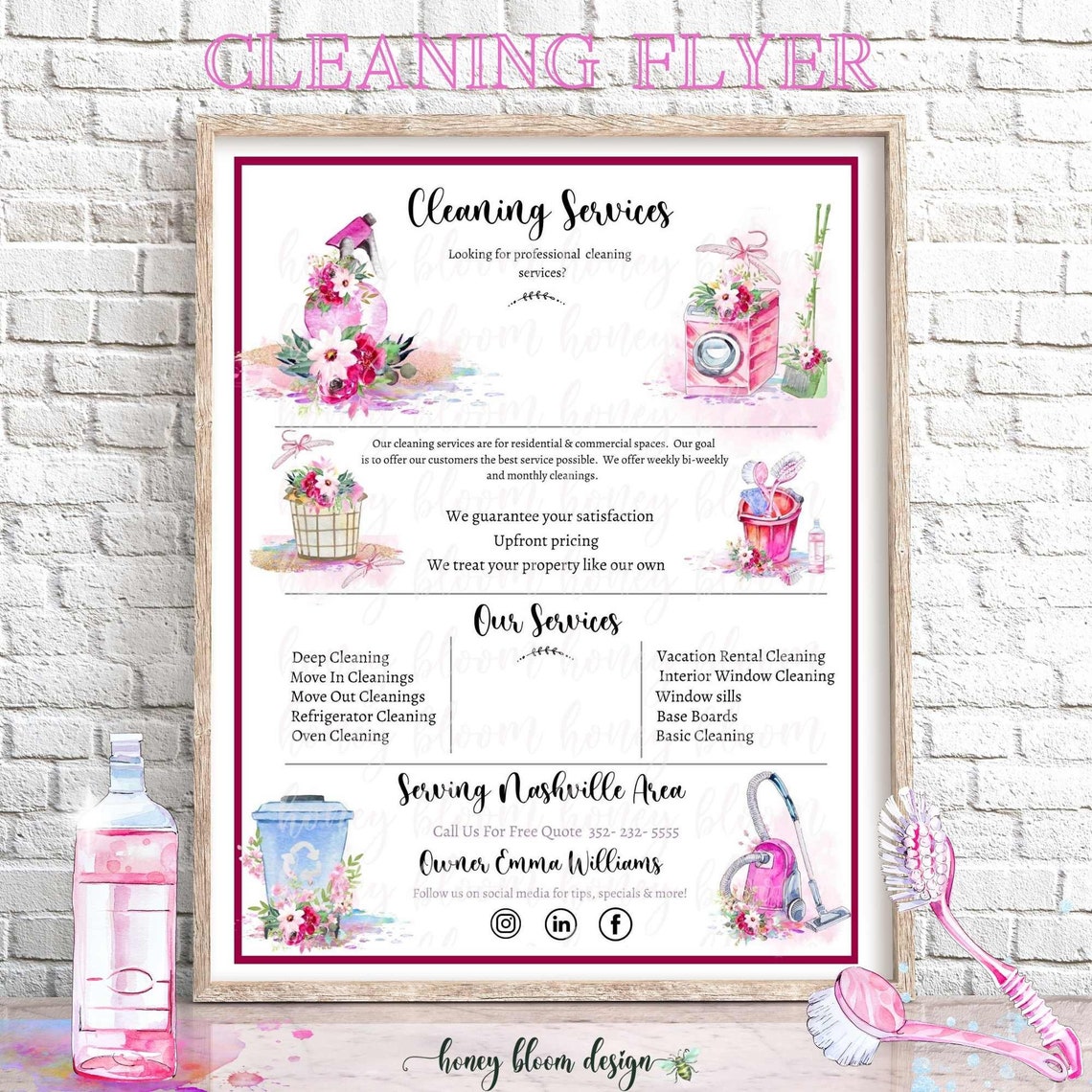 Vacuum Cleaning Flyer , Cleaning Supplies Info Flyer , Colorful ...