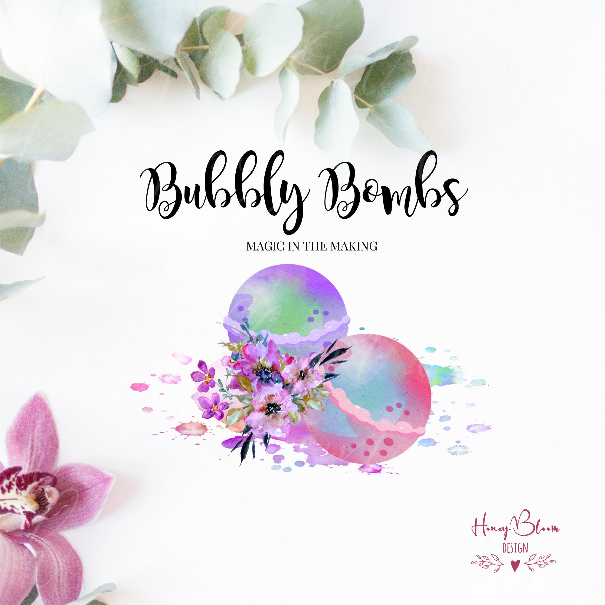 Colorful Bath Bomb Logo Floral Logo Watercolor Bath Bomb - Etsy