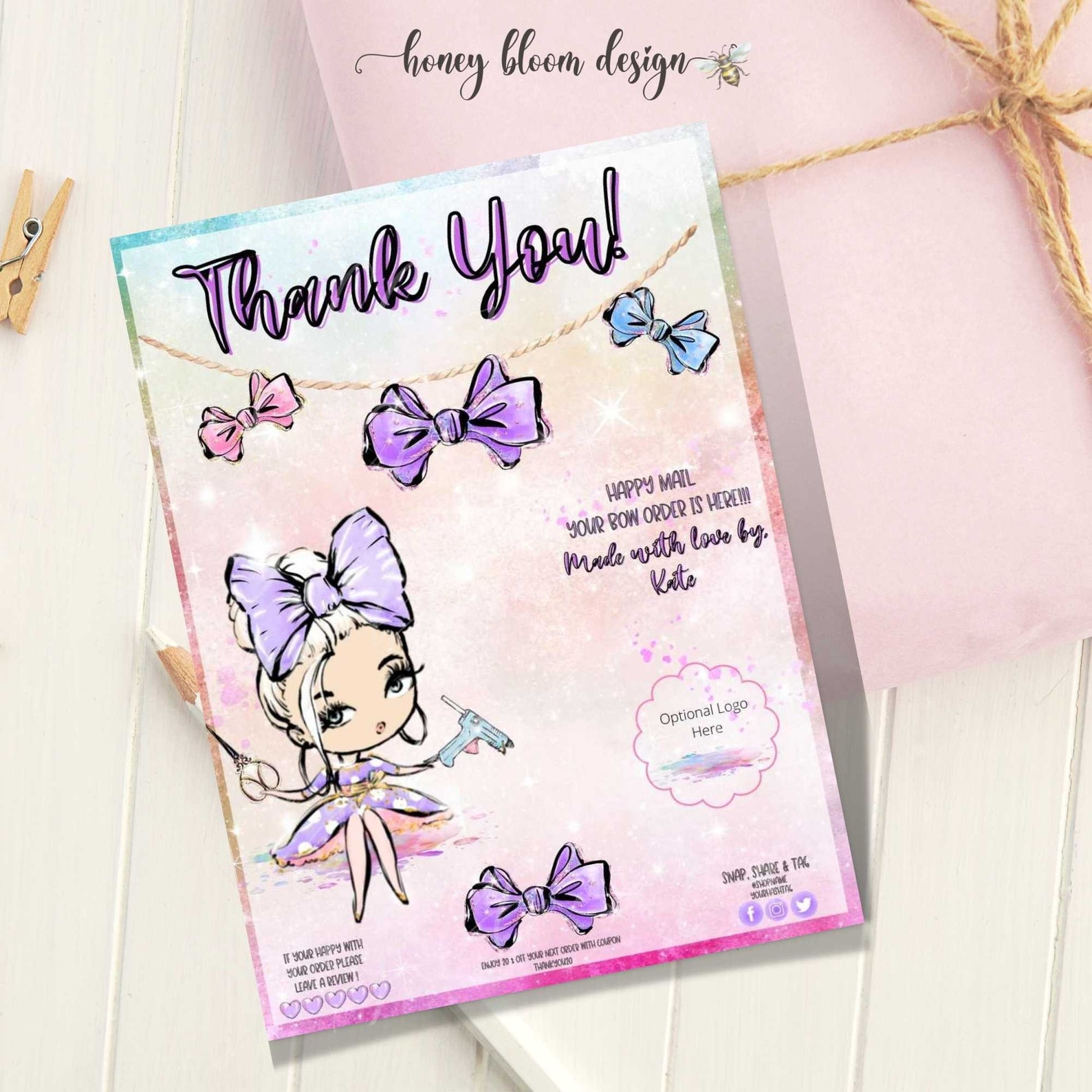 Handmade Bows Business Card | Blonde Hair Cutie on Bow Card | Bows Hair ...