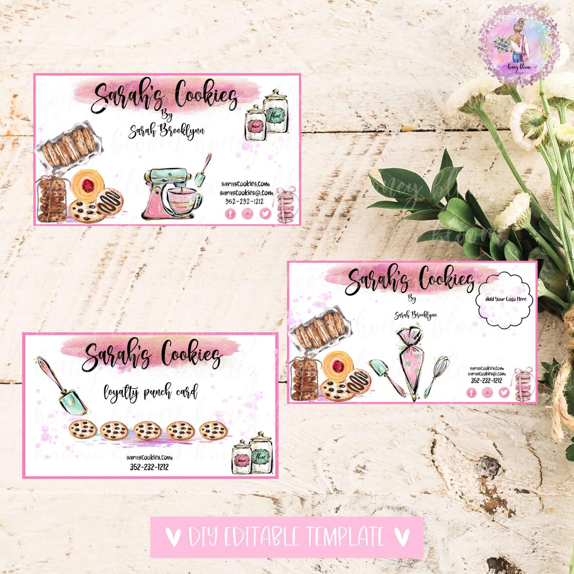 Cookie Bakery Business Card Variety Cookies Card Loyalty - Etsy
