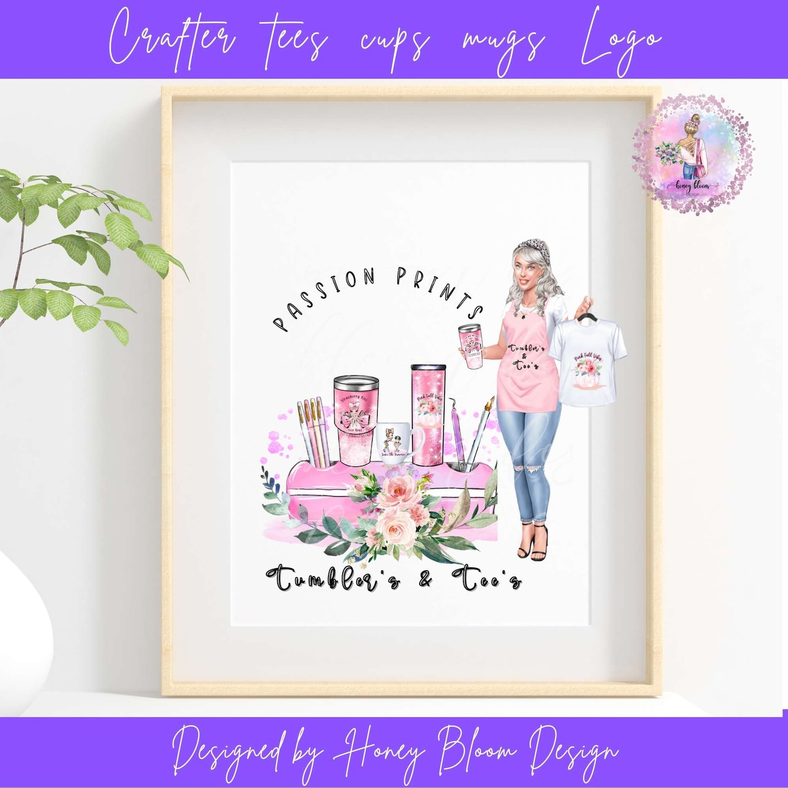 DIY T-shirt Cups Maker Logo Blonde Hair Women Holding T-shirt - Etsy