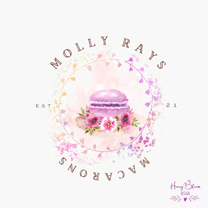 Macaron Bakery Logo Purple Macaron Logo Cookie Bakery Shop | Etsy