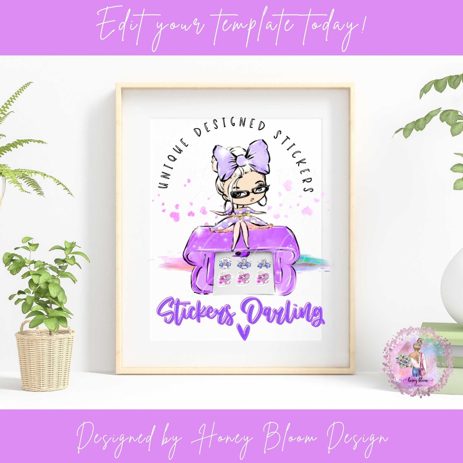 Sticker Maker Logo| Blonde Hair Cutie on Printer Logo | Stickers Decals ...