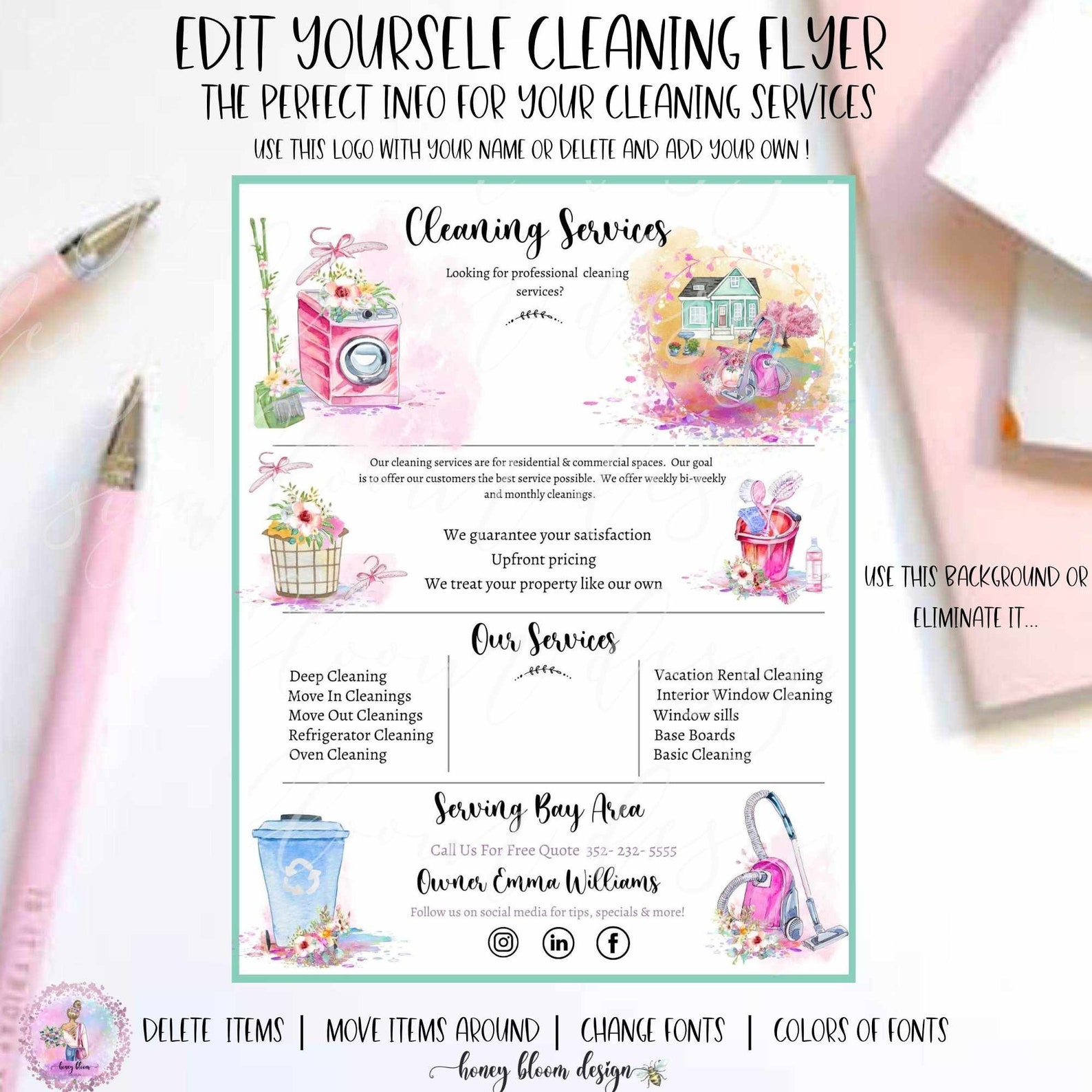 Vacuum Cleaning Flyer Cleaning Supplies Info Flyer - Etsy