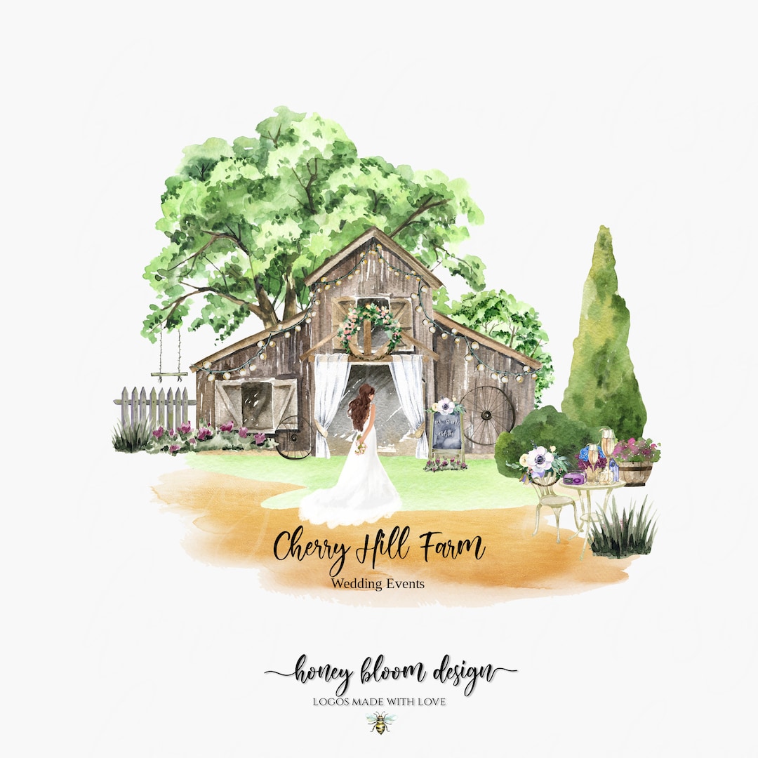 Barn Wedding Logo, Rustic Elegance Party Planner Logo, Perfect for ...