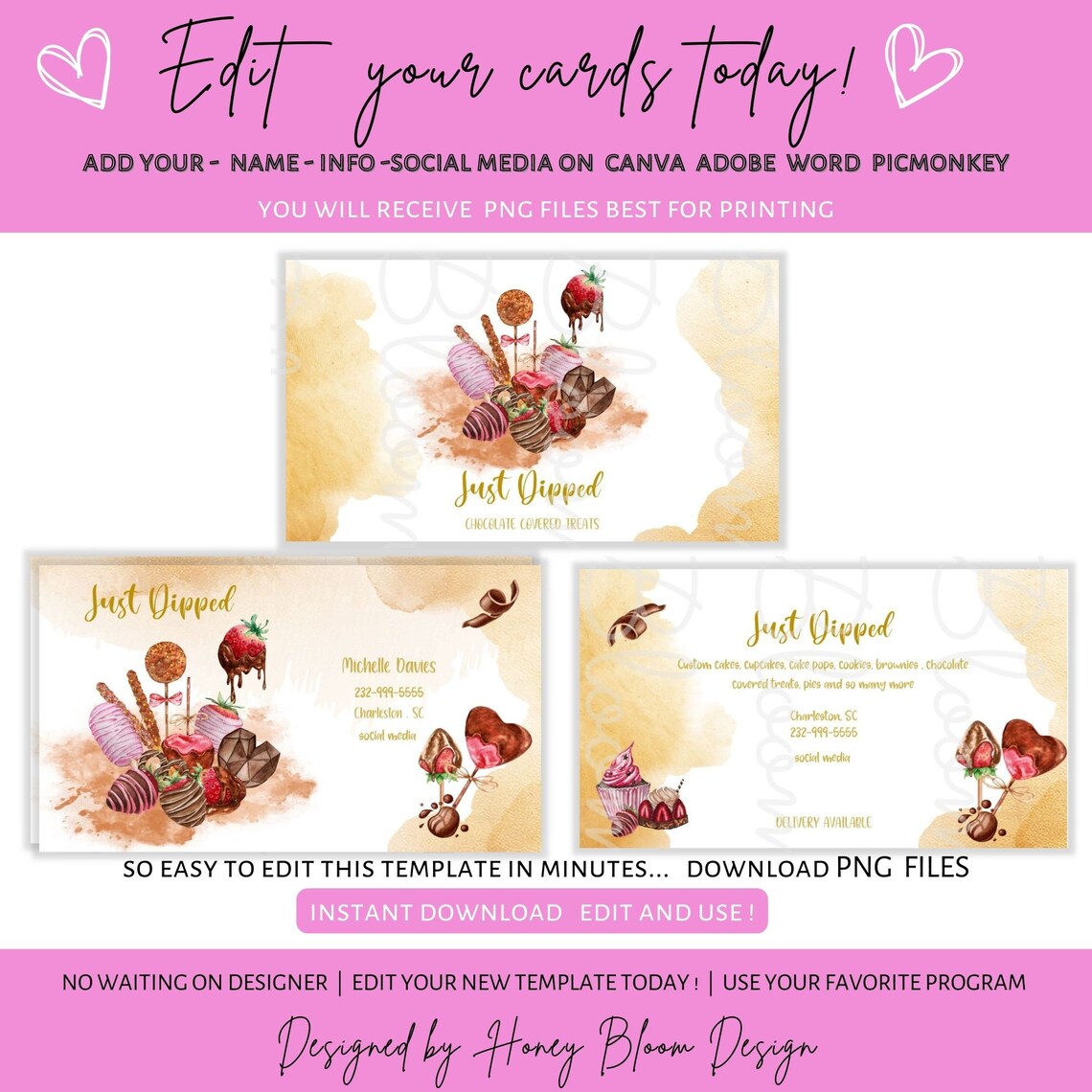 Chocolate Dipped Card, Chocolate Strawberry Business Card, Chocolate ...