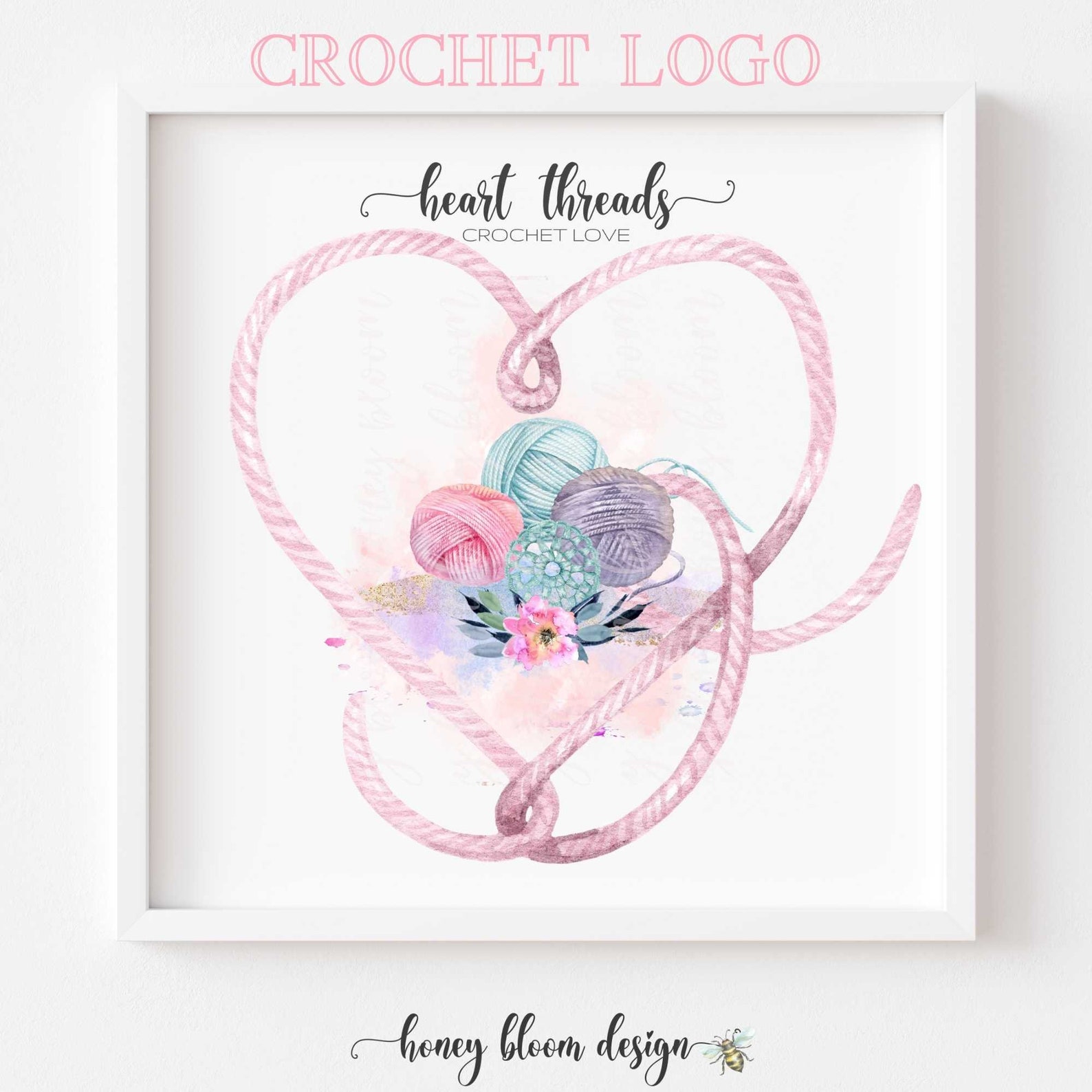 Heart Yarn Shop Logo Crochet Knit Shop Logo Needle Craft - Etsy