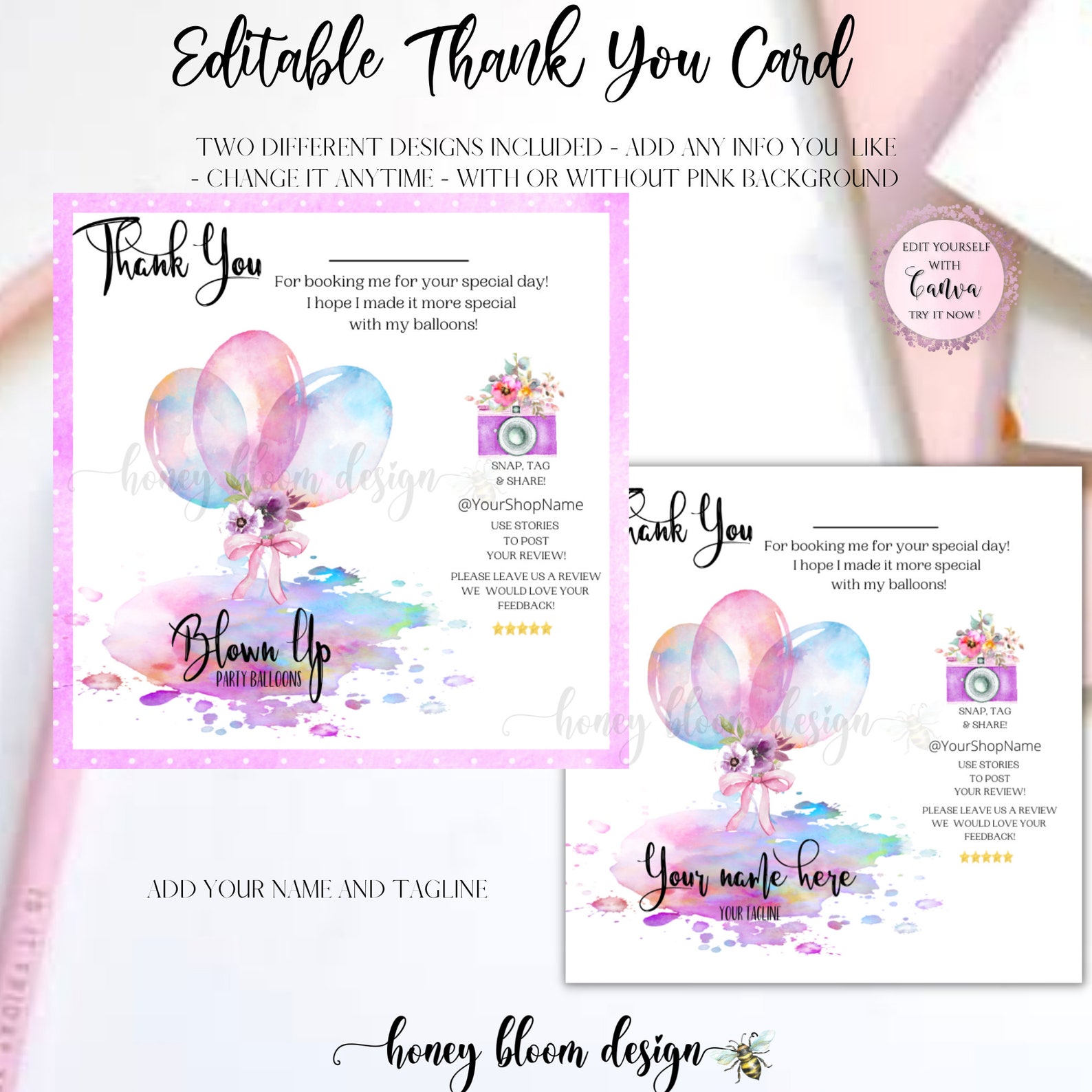 Balloon Logo, Pink Blue Balloons Logo, Perfect for Party Boutique Logo ...