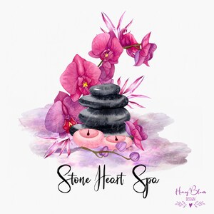 Spa Stones Day Spa Logo Premade Logo Purple Watercolor Spa - Etsy