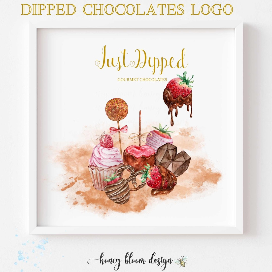 Chocolate Dripped Logo, Gourmet Chocolate Logo, Chocolate Strawberry ...