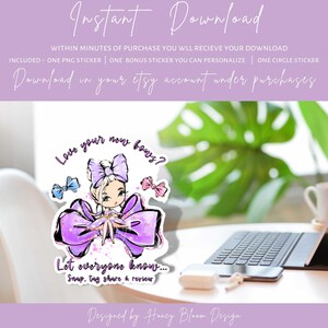 Bow Sticker Instant Download PNG Bow Add on Sticker Small Business ...
