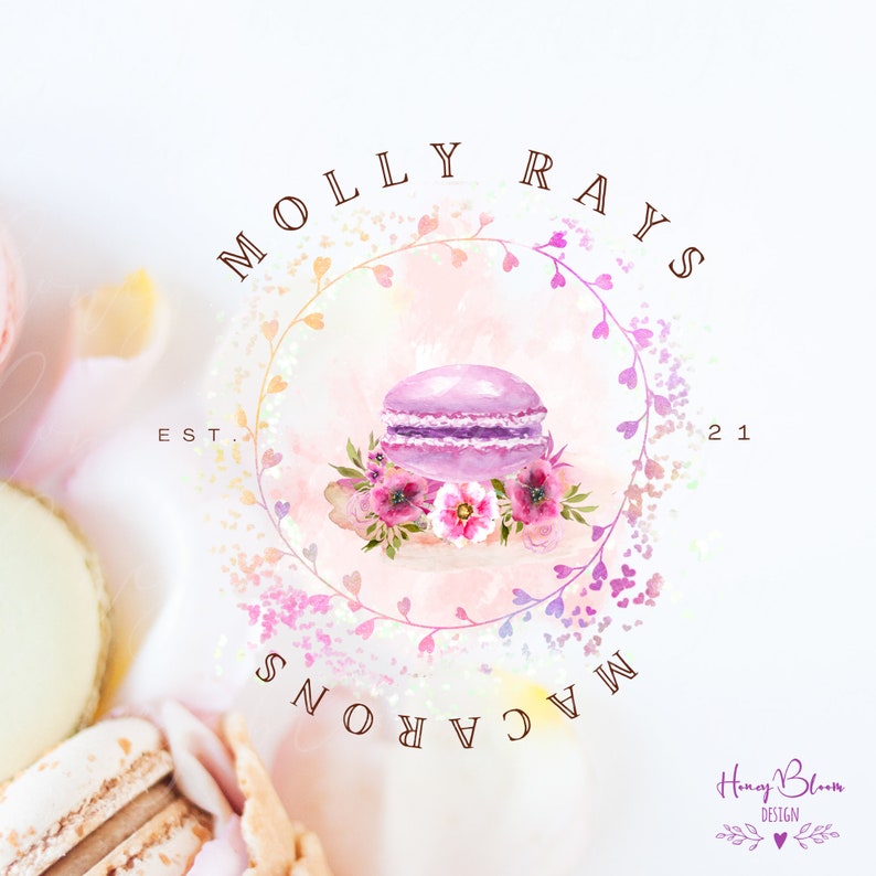 Macaron Bakery Logo Purple Macaron Logo Cookie Bakery Shop | Etsy