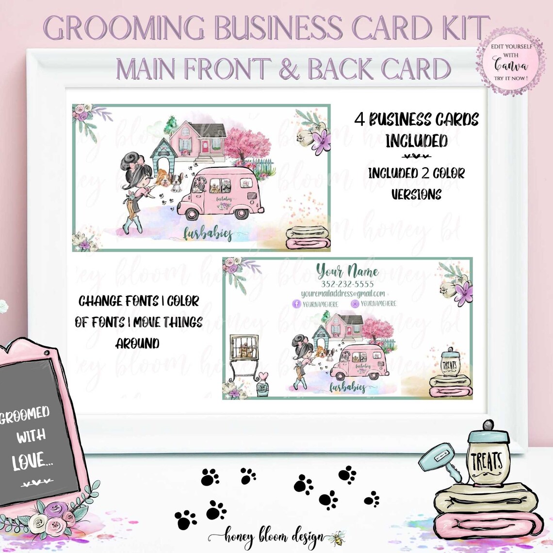 Mobil Groomer Business Card Kit Dog Groomer Biz Card - Etsy