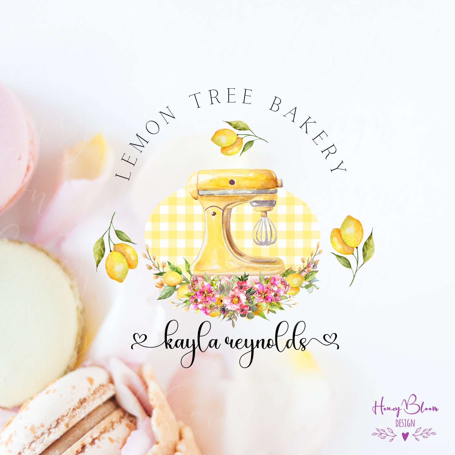 Bakery Lemons Logo Cake Cupcakes Cookies Logo Floral Bakery | Etsy