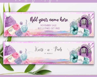 KNITTING/YARN Etsy Banner,knitting Premade Etsy Banners,colorful Yarn ...