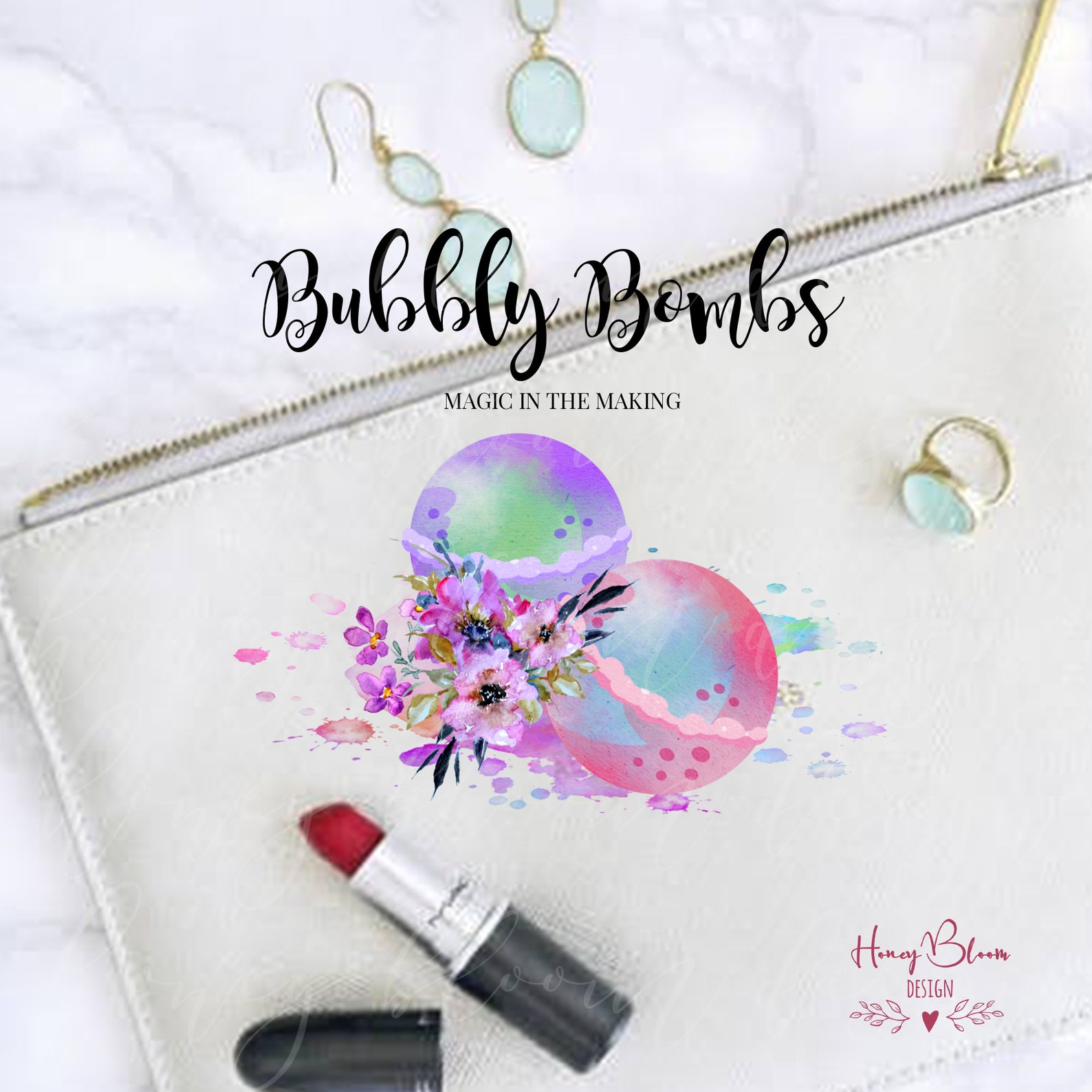 Colorful Bath Bomb Logo Floral Logo Watercolor Bath Bomb - Etsy