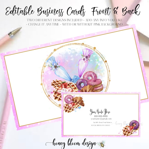 Donut Business Card Template - Etsy