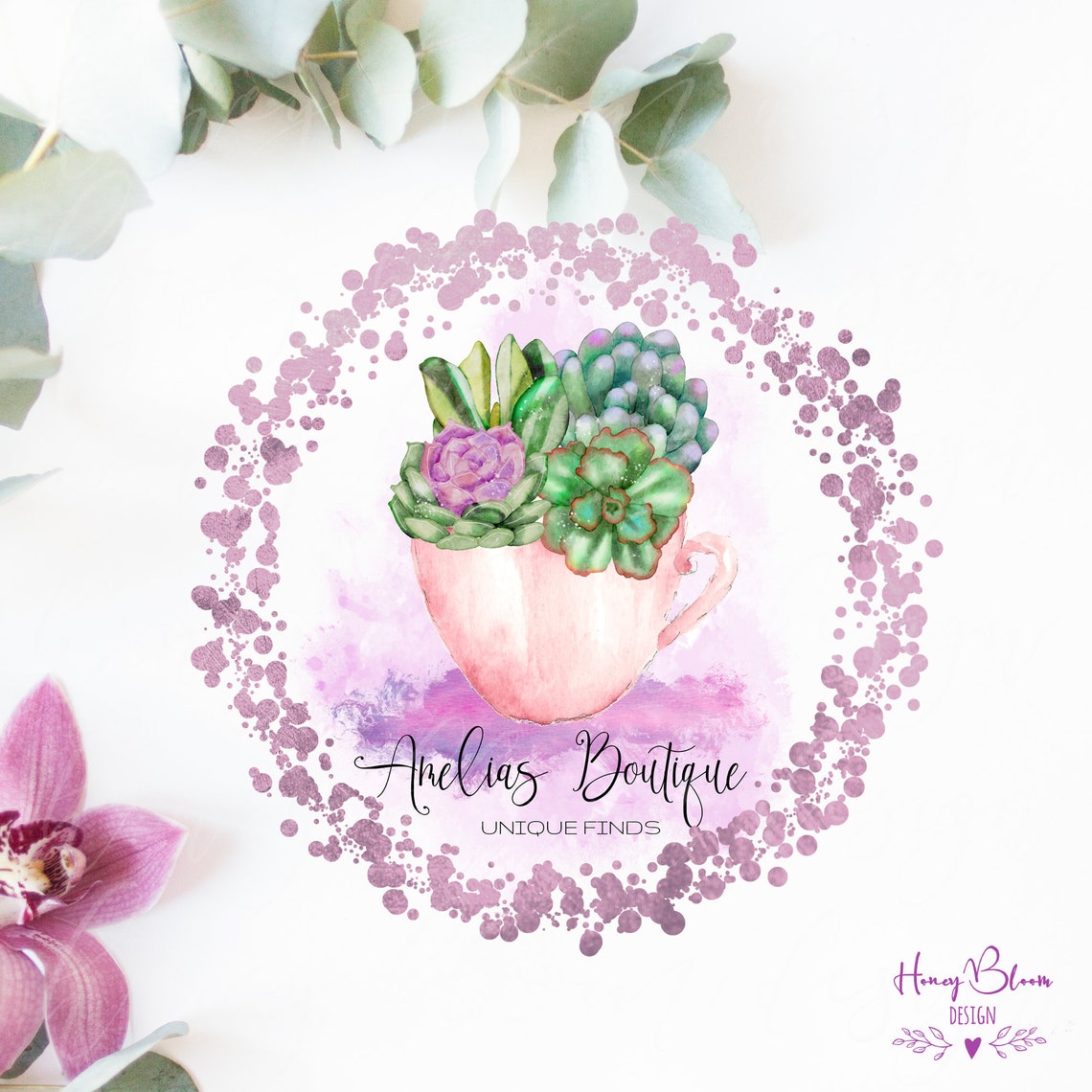 Succulent Shop Boutique Logo Cup Brimming With Succulents - Etsy