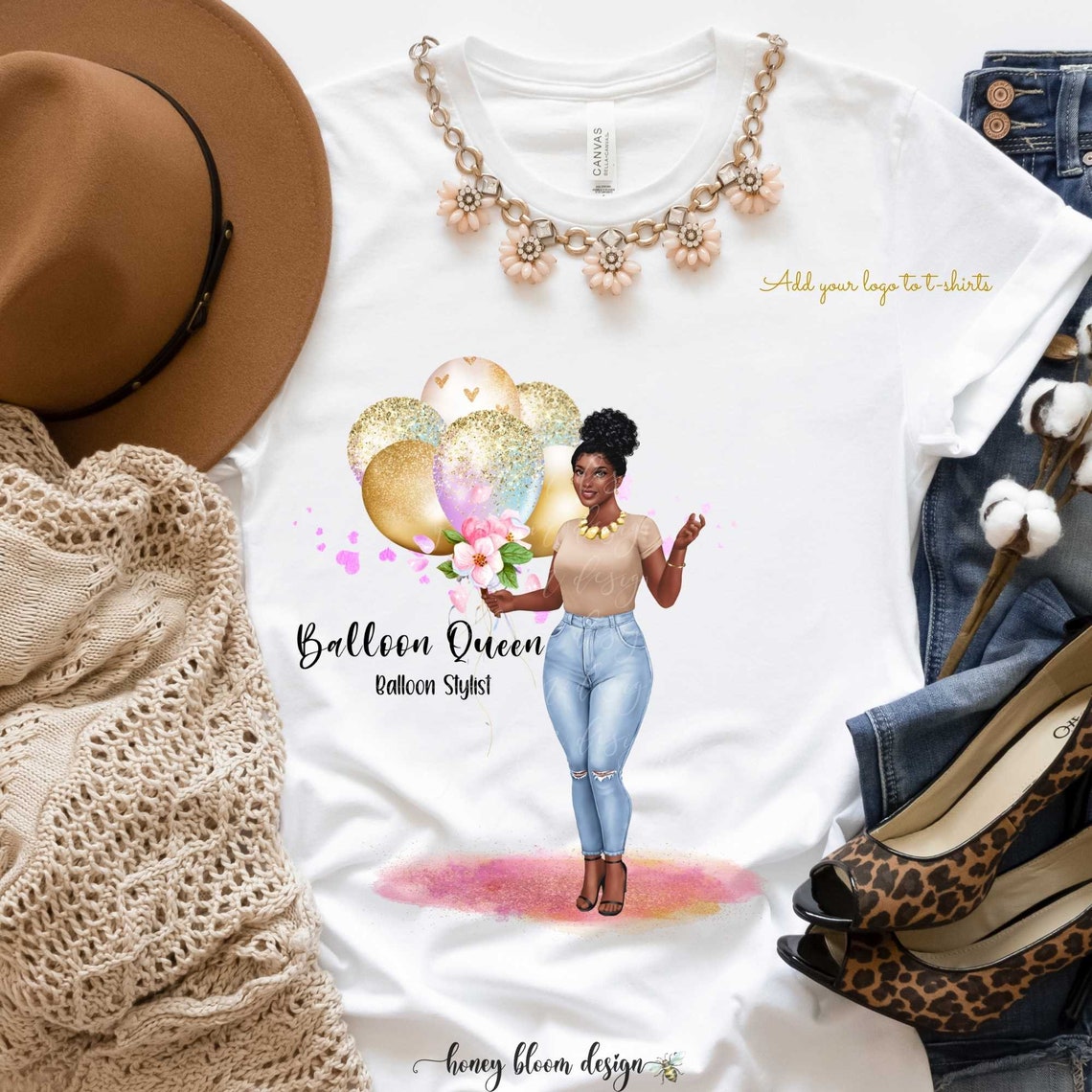 Dark Skin Balloon Stylist Holding Balloon Bouquet Logo - Etsy