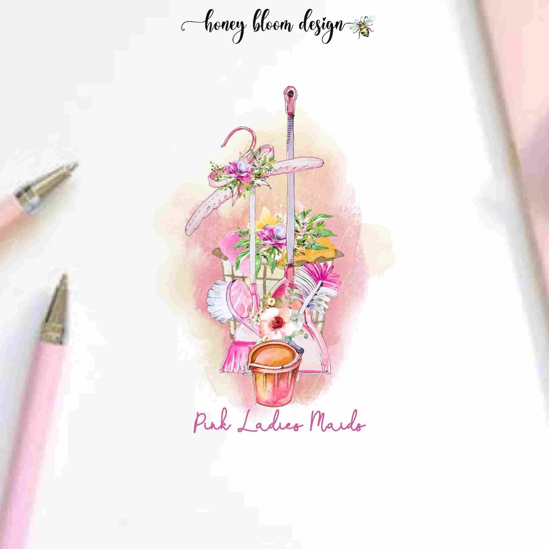 Pink Cleaning Logo, Cleaning Supplies Logo, Colorful Cleaning Service ...