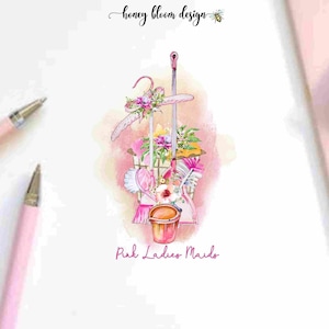 Pink Cleaning Logo, Cleaning Supplies Logo, Colorful Cleaning Service ...