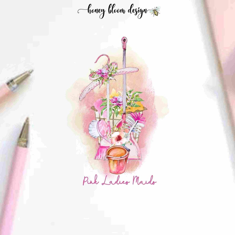 Pink Cleaning Logo, Cleaning Supplies Logo, Colorful Cleaning Service ...