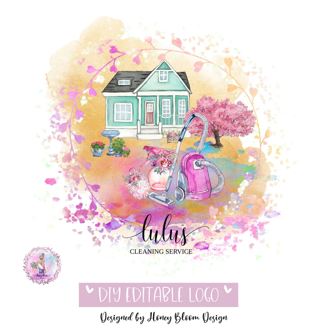 DIY Cleaning Logo, Colorful House Cleaning Supplies Logo, Vacuum ...