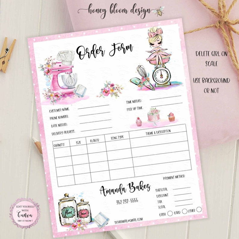 Adorable Bakery Order Form Specialty Cake Cupcake Macaroons - Etsy