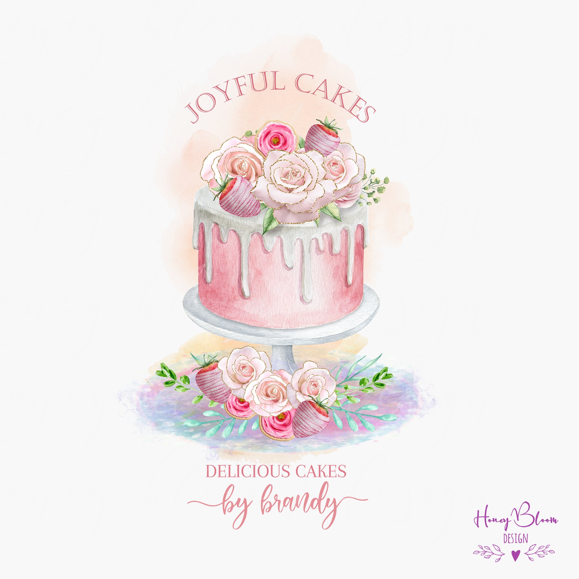 Bakery Pink Cake Logo Fancy Cake Logo Cake Cupcakes Cookies | Etsy