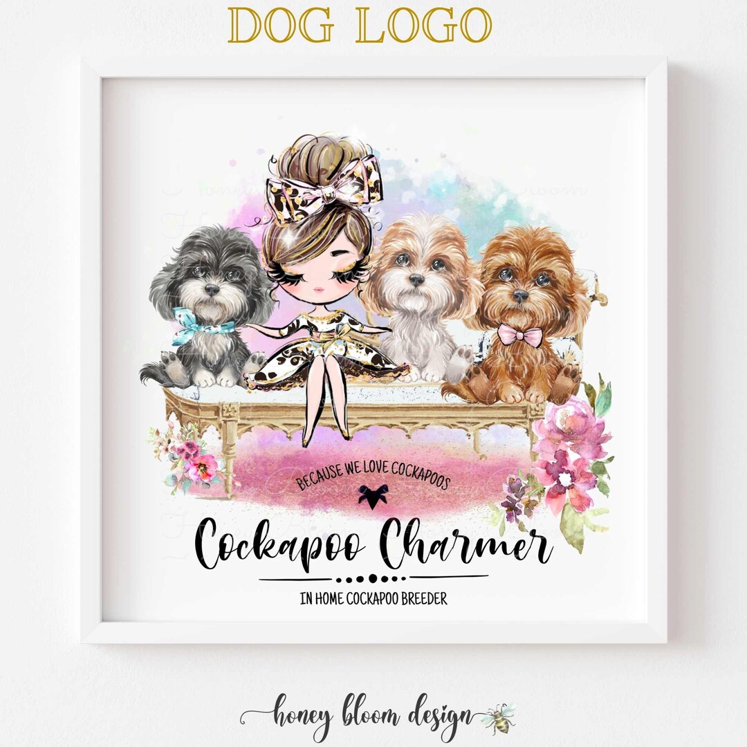 Adorable Dog Breeder Logo, Cockapoo Logo, Dog Boutique Groomer Logo ...