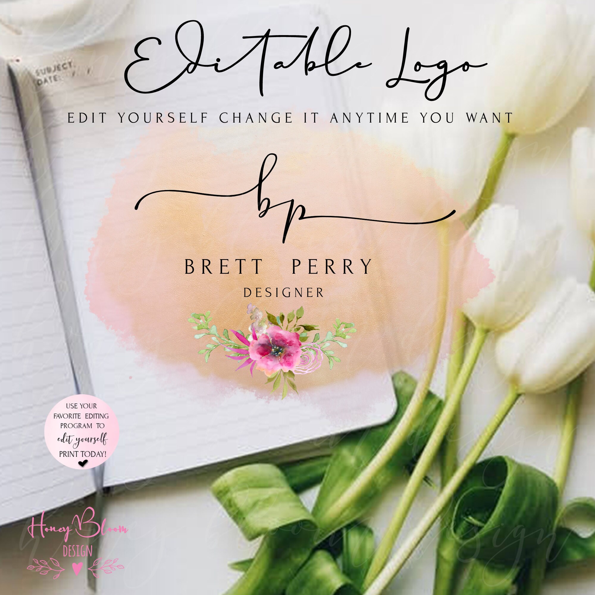 Edit Yourself Floral Logo, Designer Logo, Spa, Boutique Logo, Party ...
