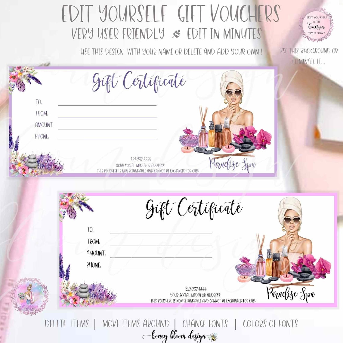 Spa Gift Certificate Beauty Salon Makeup DIY Women Spa Card - Etsy