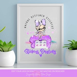 Sticker Maker Logo| Blonde Hair Cutie on Printer Logo | Stickers Decals ...